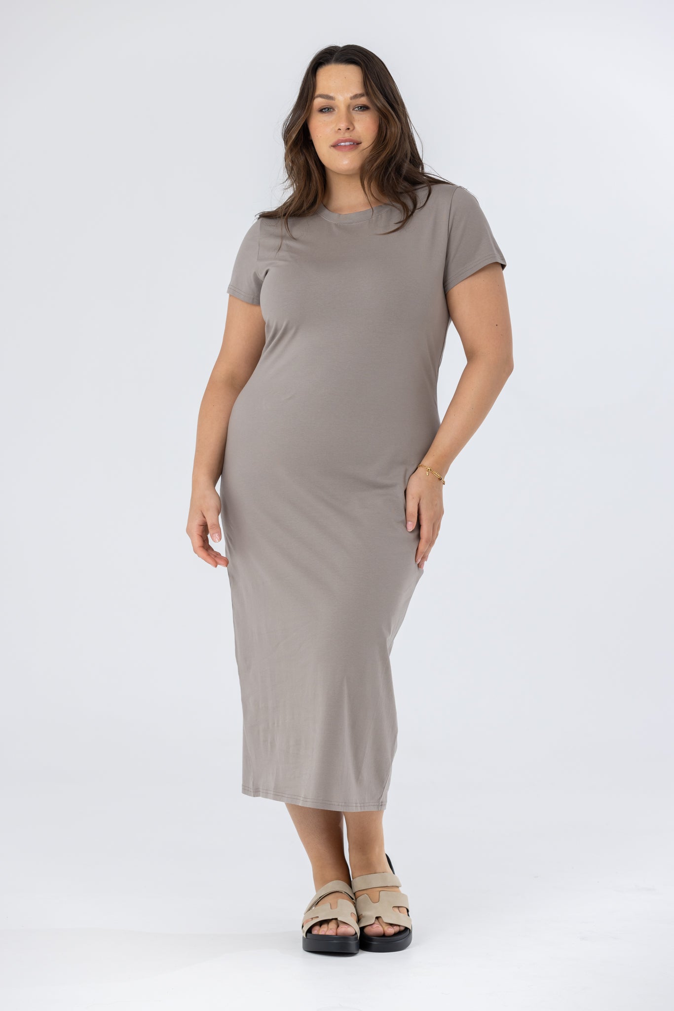 AVERY T-SHIRT DRESS - Stone – Frankie & Co Clothing